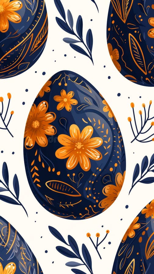 Creative Vertical Easter Banner with Pattern of Painted Eggs and Spring ...