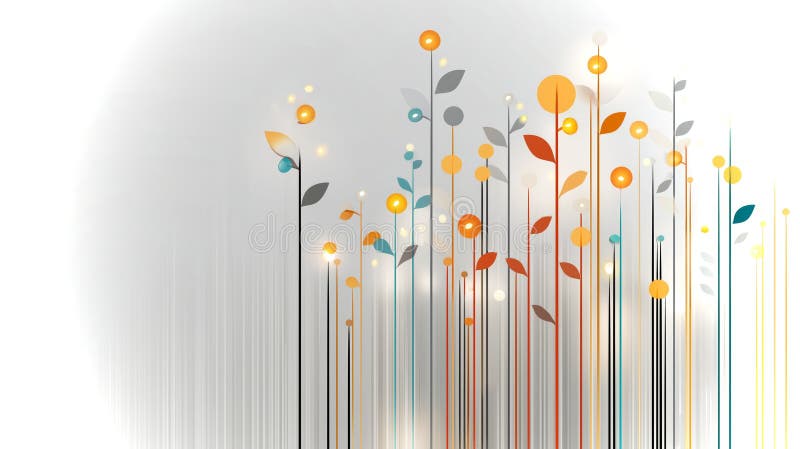 Creative Vertical Floral Design with Colorful Accents on a Light Gray ...