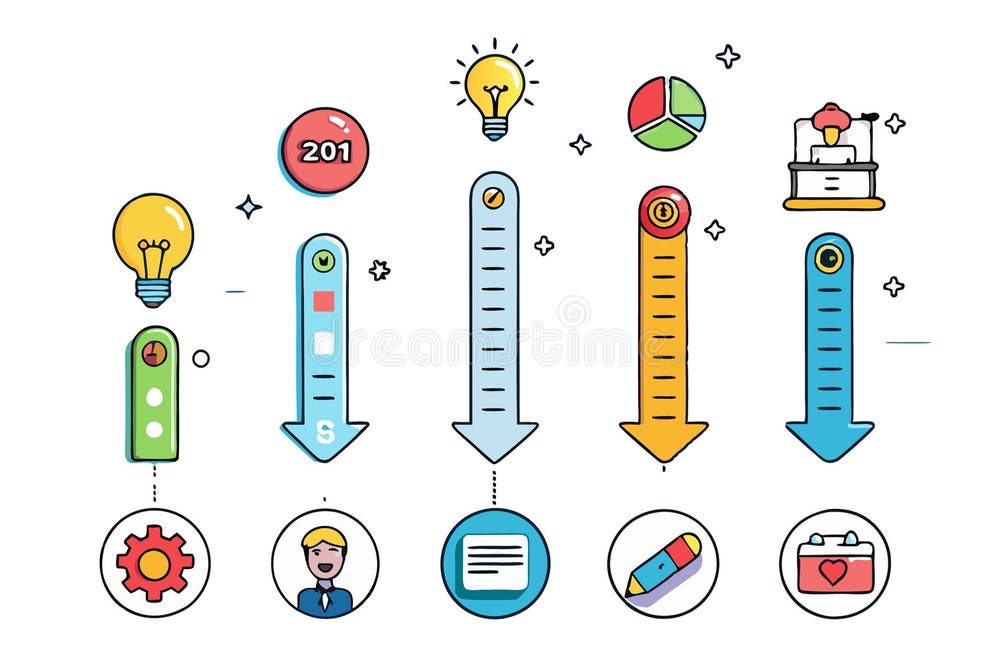 Creative Vertical Timeline Infographic Featuring Key Stages with Data ...