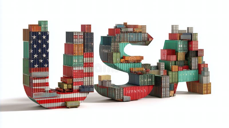 USA Trade and Logistics Concept with Cargo Containers Forming Letters ...