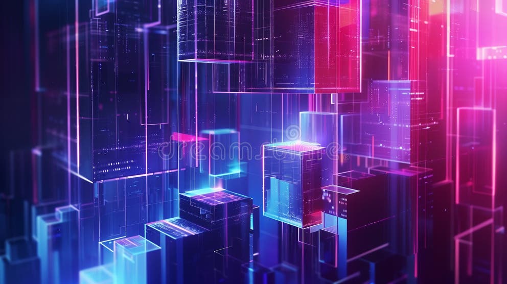 Creative Visual Plotting of Data in Blue and Violet Colors. Abstraction ...