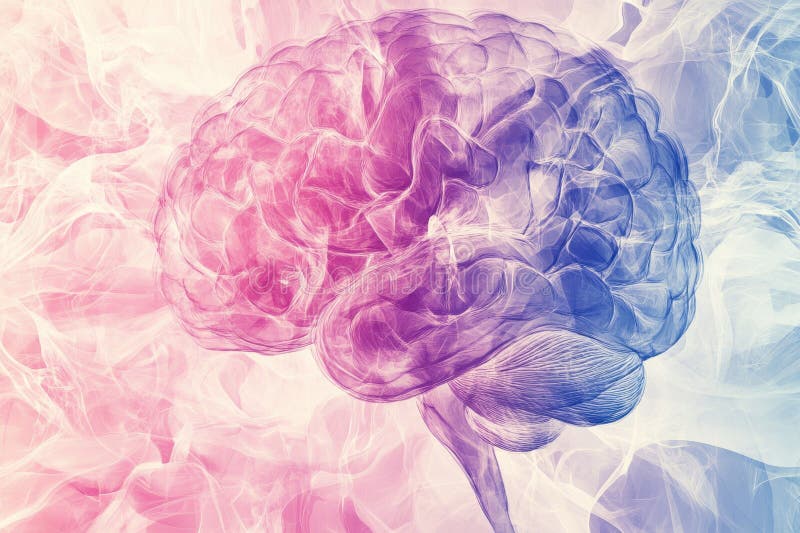 Creative Visualization of a Brain Surrounded by Colorful Abstract Smoke ...