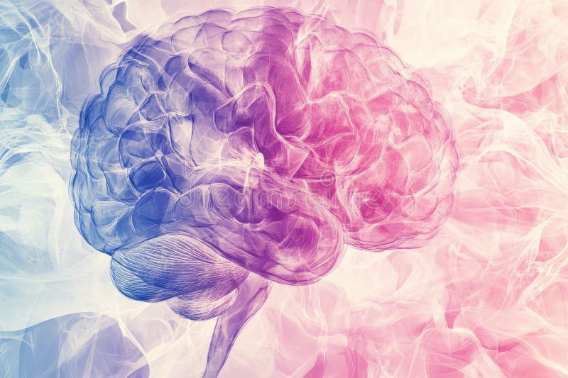 Creative Visualization of a Brain Surrounded by Colorful Abstract Smoke ...