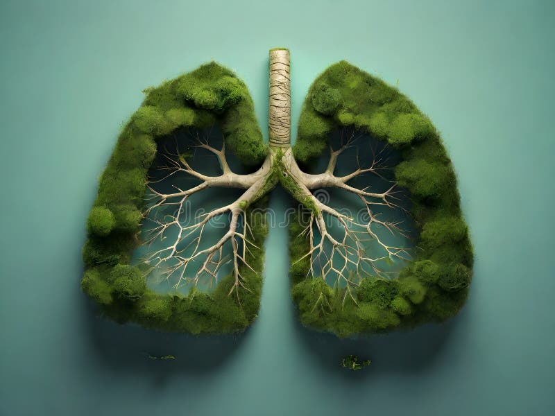 Representation of Human Lungs in the Form of Lush Green Grass and ...