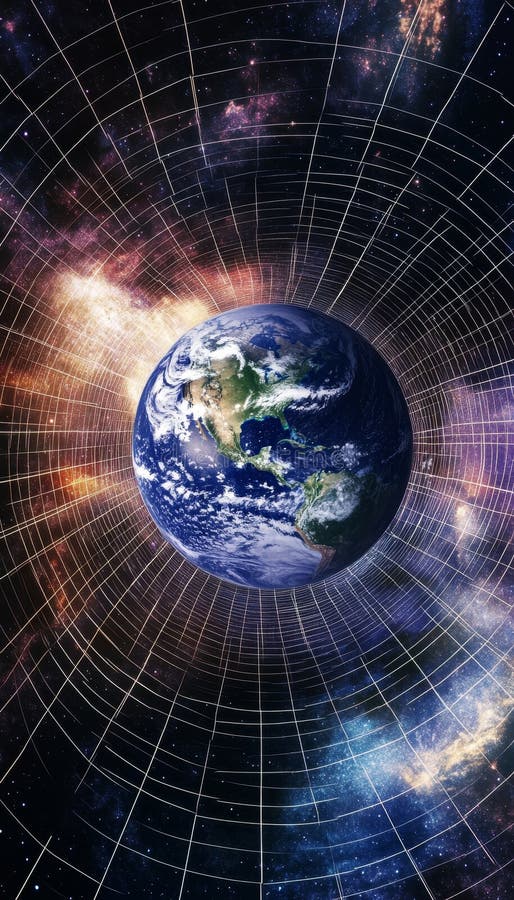 A Creative Visualization of Earth in a Space Time Warp Grid with Vivid ...