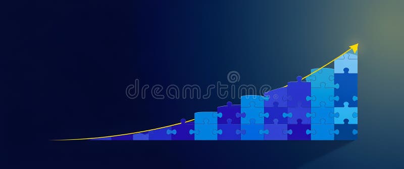 Colorful Puzzle Pieces Forming Rising Arrow Graph on Neutral Background ...