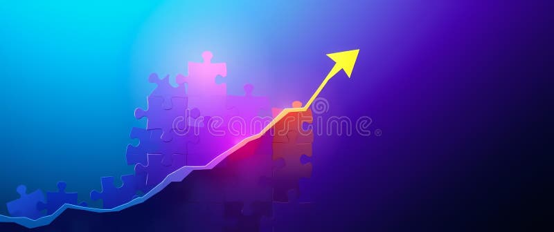Colorful Puzzle Pieces Forming Rising Arrow Graph on Neutral Background ...
