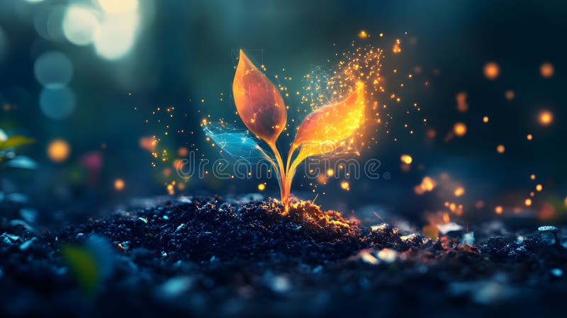 Creative Visualization of a New Plant Sprouting with Vibrant Colors ...