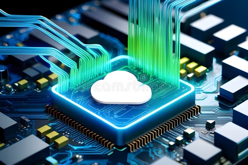 Integrated Cloud Chip Design Stock Illustration - Illustration of ...
