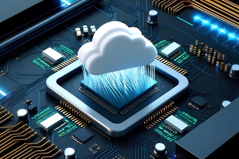 Integrated Cloud Chip Design Stock Illustration - Illustration of ...
