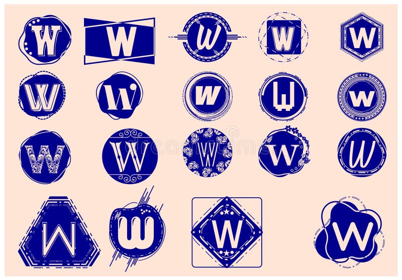 Creative W Letter Logo and Icon Design Template Bundle Stock Vector ...