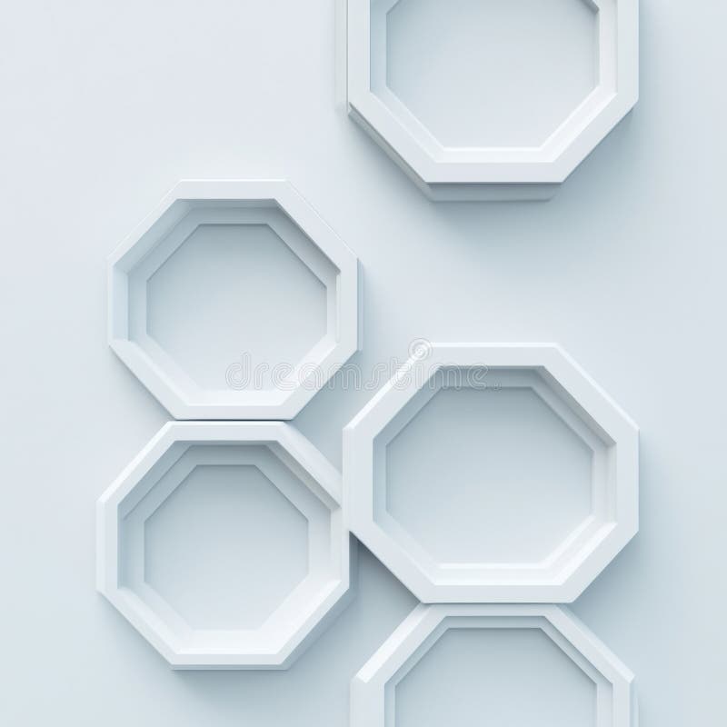 Creative Wall Design Featuring Stacked Octagonal Frames in a Minimalist ...