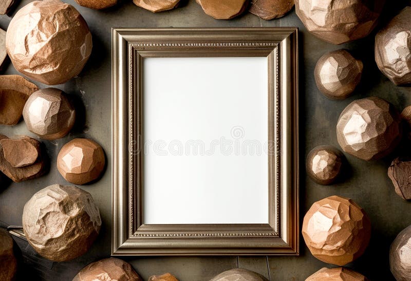 Creative Wall Display Featuring a Rustic Frame Surrounded by Unique ...