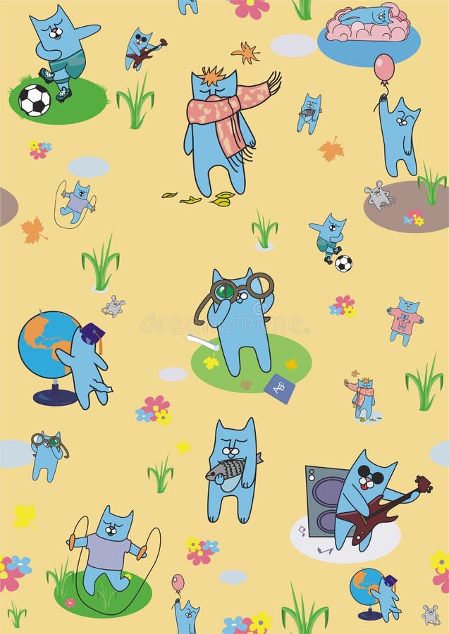 Creative wallpapers cats stock vector. Illustration of cute - 41473383
