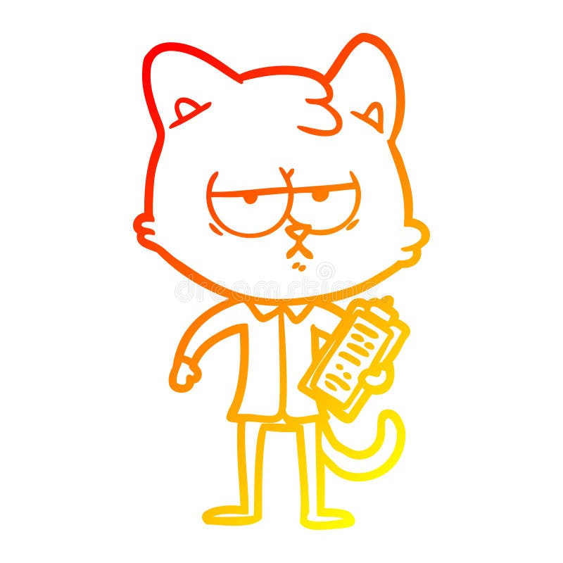 A Creative Warm Gradient Line Drawing Bored Cartoon Cat Taking Survey ...