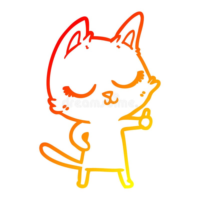 A Creative Warm Gradient Line Drawing Calm Cartoon Cat Stock Vector ...
