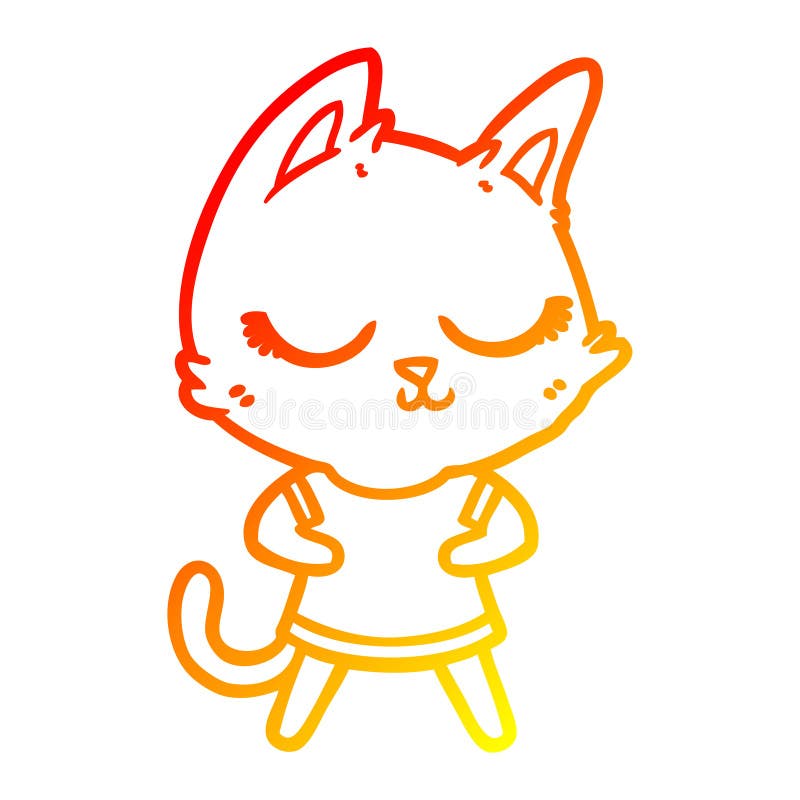 A Creative Warm Gradient Line Drawing Calm Cartoon Cat Stock Vector ...
