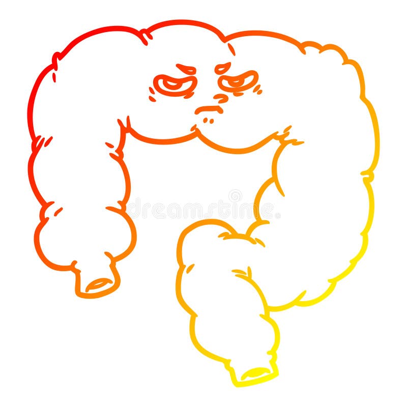 A Creative Warm Gradient Line Drawing Cartoon Angry Colon Stock Vector ...
