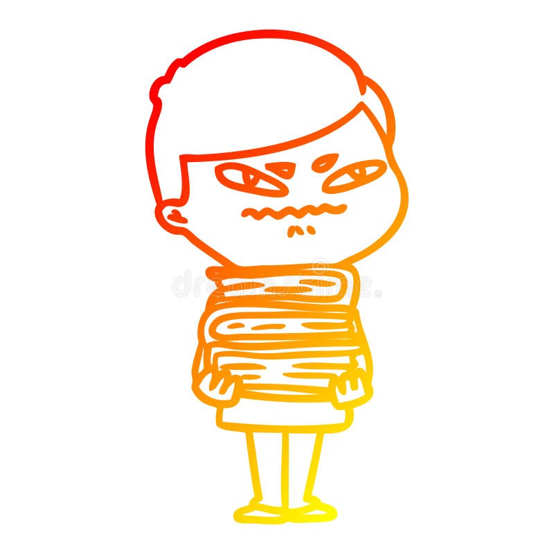 A Creative Warm Gradient Line Drawing Cartoon Angry Man Stock Vector ...