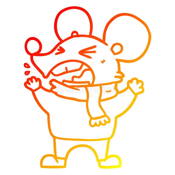 A Creative Warm Gradient Line Drawing Cartoon Angry Mouse Stock Vector ...