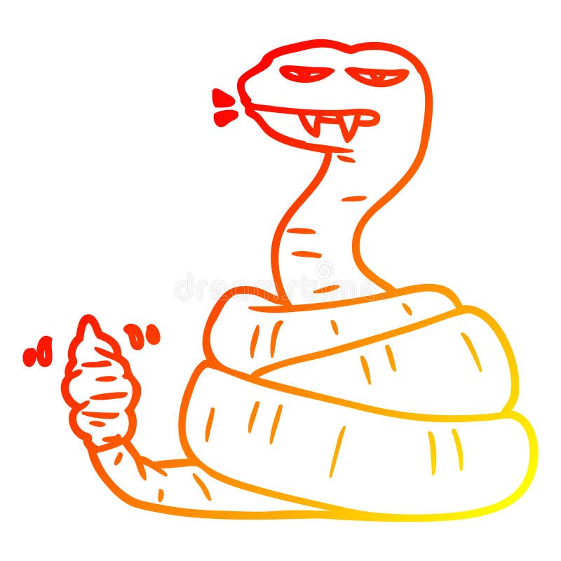 A Creative Warm Gradient Line Drawing Cartoon Angry Rattlesnake Stock ...