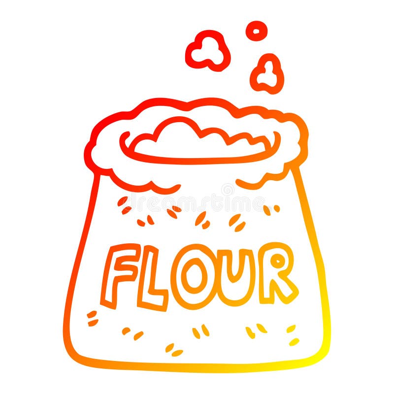 A Creative Warm Gradient Line Drawing Cartoon Bag of Flour Stock Vector ...