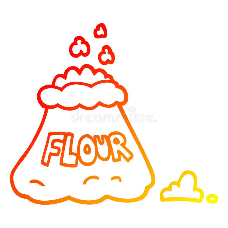 A Creative Warm Gradient Line Drawing Cartoon Bag of Flour Stock Vector ...