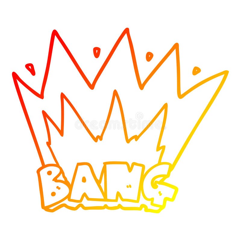 A Creative Warm Gradient Line Drawing Cartoon Bang Sign Stock Vector ...