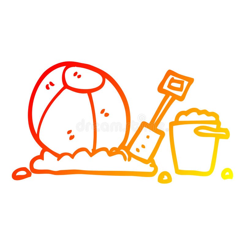 A Creative Warm Gradient Line Drawing Cartoon Beach Objects Stock ...