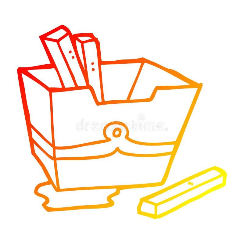 A Creative Warm Gradient Line Drawing Cartoon Box of Fries Stock Vector ...