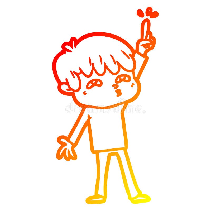 A Creative Warm Gradient Line Drawing Cartoon Boy Asking Question Stock ...