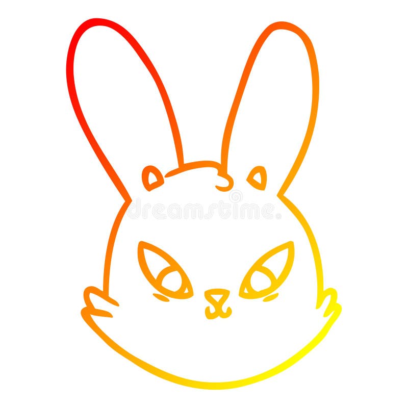 A Creative Warm Gradient Line Drawing Cartoon Bunny Face Stock Vector ...