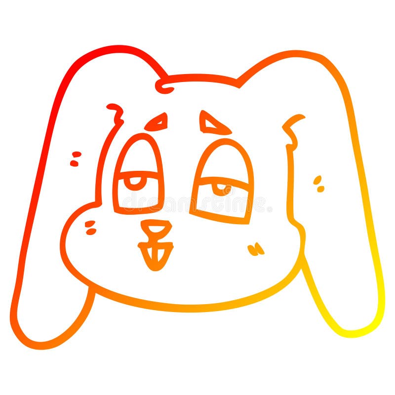 A Creative Warm Gradient Line Drawing Cartoon Bunny Rabbit Stock Vector ...