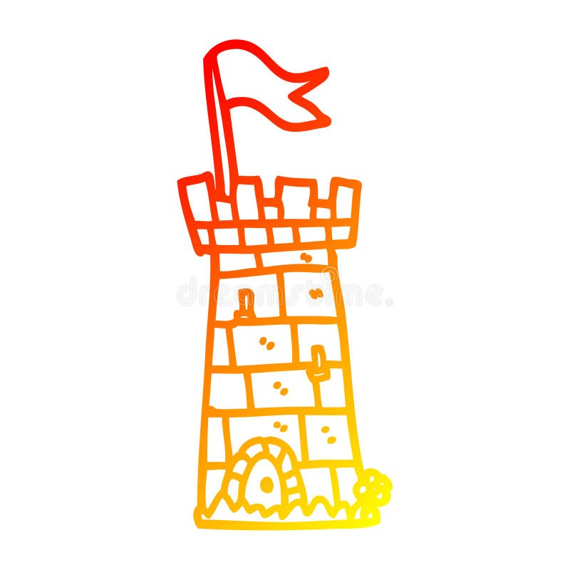 Castle Fort Tower Cartoon Warm Line Gradient Spectrum Doodle Drawing ...
