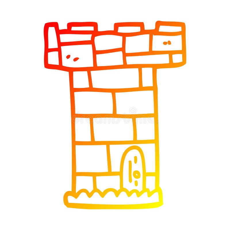 Castle Fort Tower Cartoon Warm Line Gradient Spectrum Doodle Drawing ...