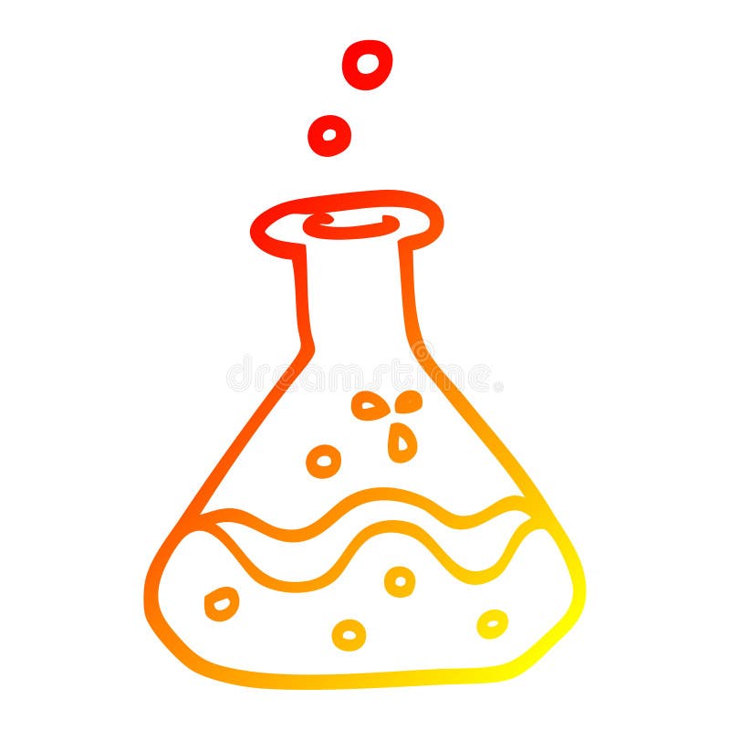 Chemical Bottle Vial Experiment Boiling Cartoon Warm Line Gradient ...
