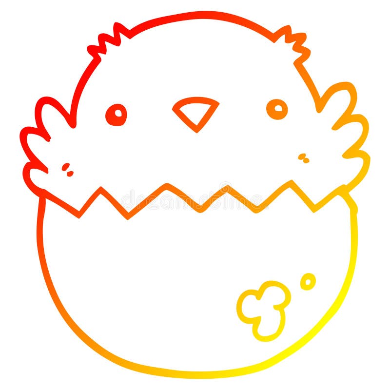 A Creative Warm Gradient Line Drawing Cartoon Chick Hatching from Egg ...