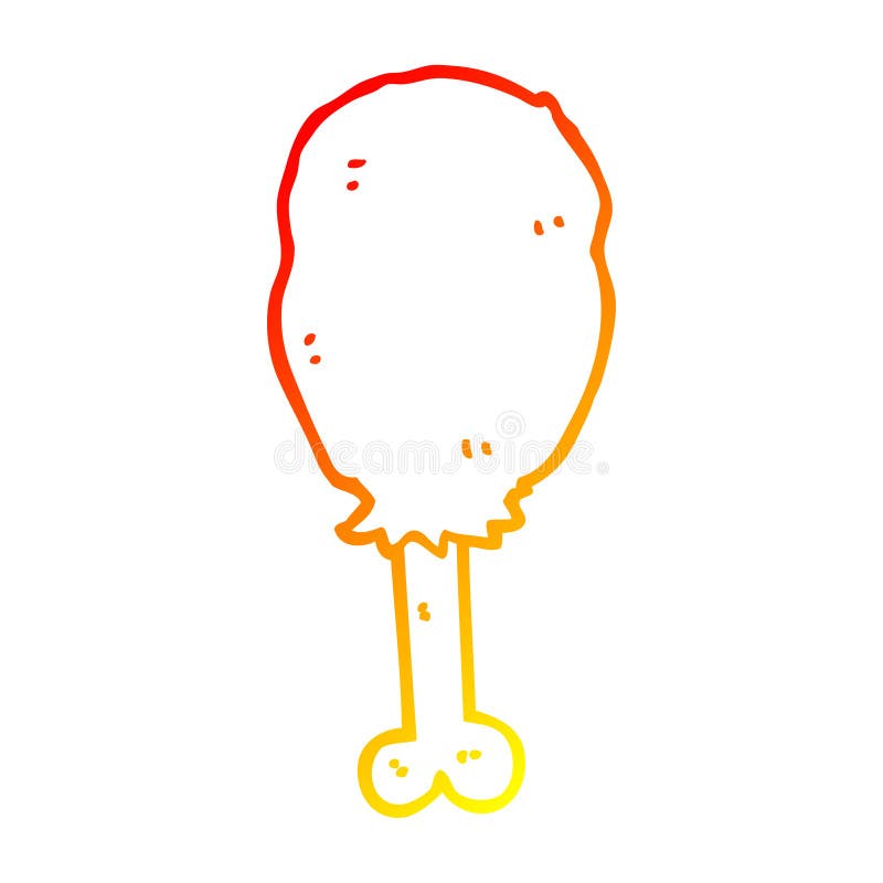 A Creative Warm Gradient Line Drawing Cartoon Chicken Leg Stock Vector ...