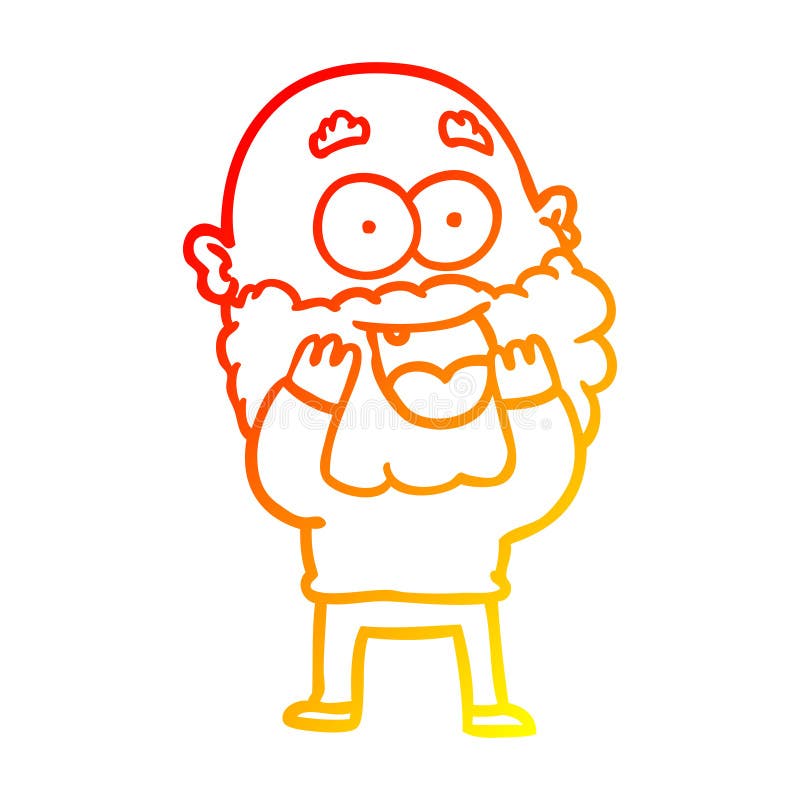 A Creative Warm Gradient Line Drawing Cartoon Crazy Happy Man with ...