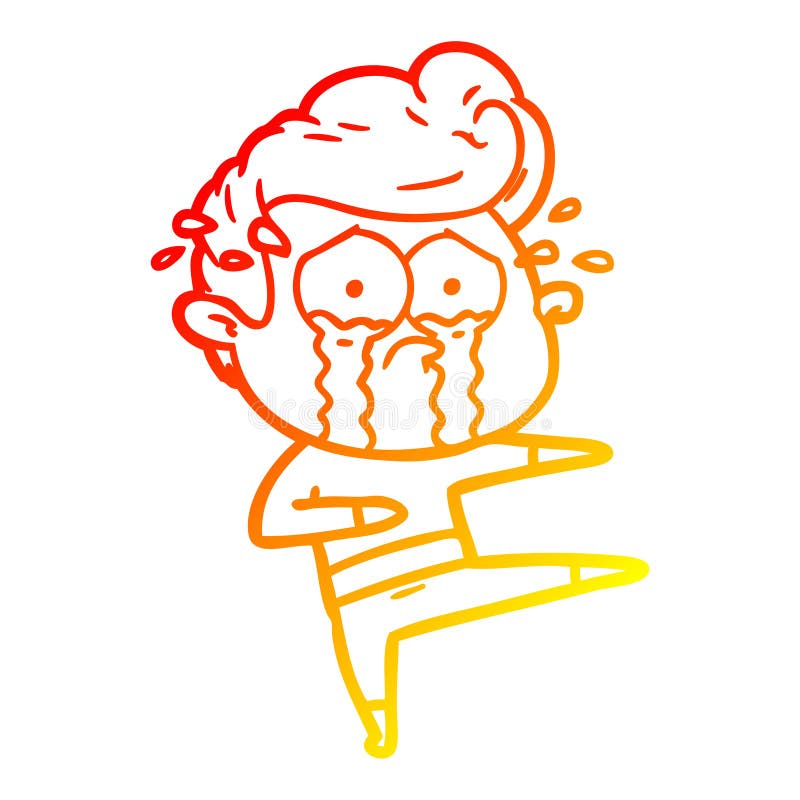 A Creative Warm Gradient Line Drawing Cartoon Crying Dancer Stock ...