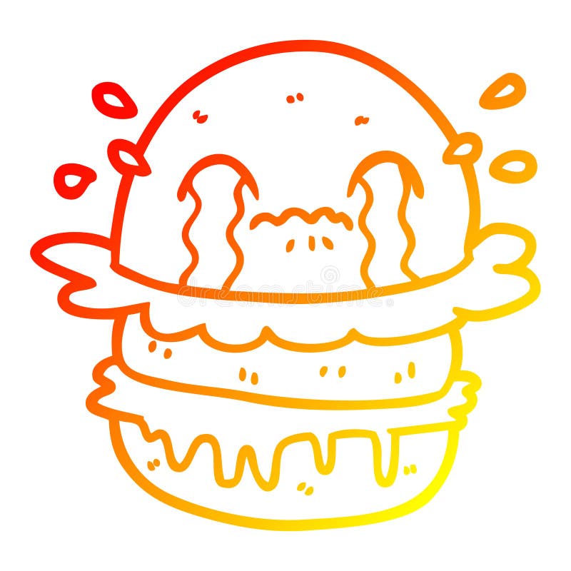 Crying Burger Character Fast Food Stock Vector - Illustration of burger ...