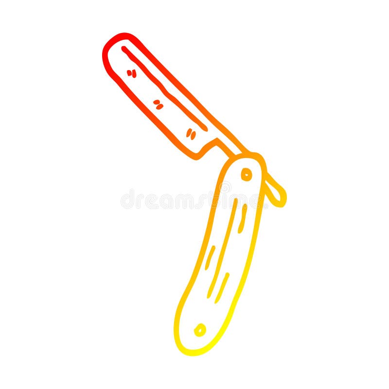 A Creative Warm Gradient Line Drawing Cartoon Cut Throat Razor Stock ...
