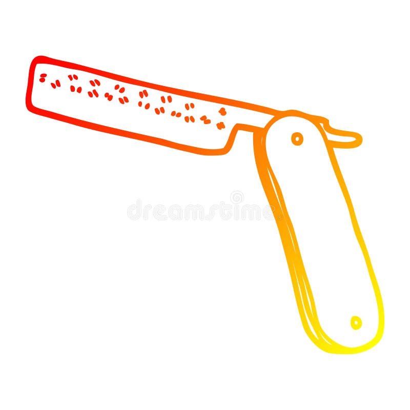 A Creative Warm Gradient Line Drawing Cartoon Cut Throat Razor Stock ...