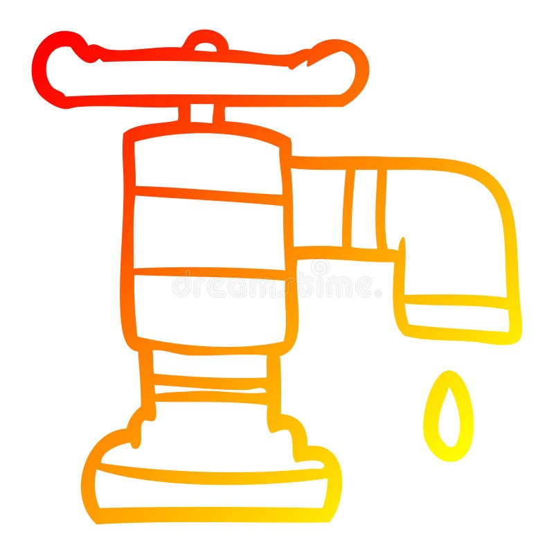 A Creative Warm Gradient Line Drawing Cartoon Dripping Faucet Stock ...