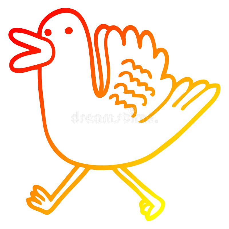 A Creative Warm Gradient Line Drawing Cartoon Duck Running Stock Vector ...