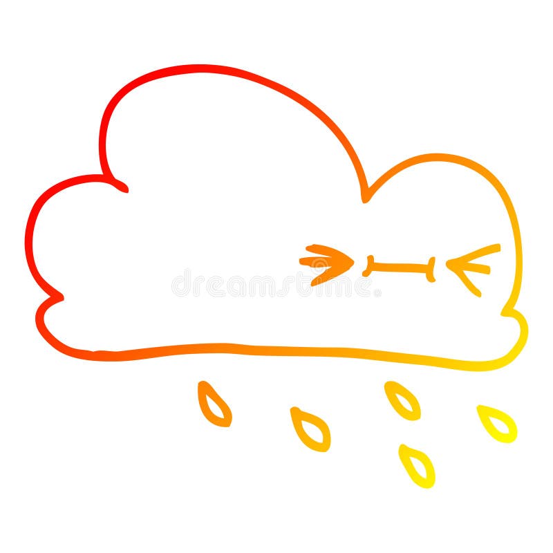A Creative Warm Gradient Line Drawing Cartoon Expressive Weather Cloud ...