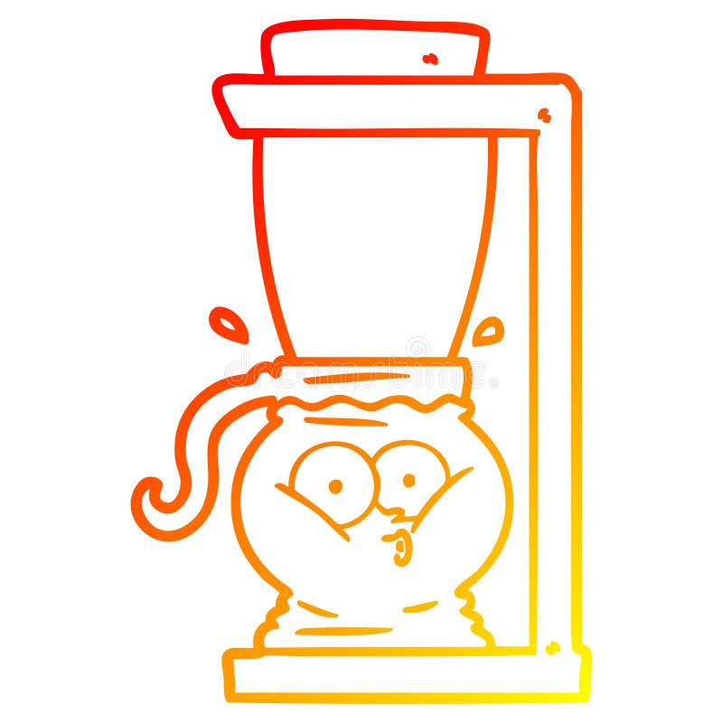 A Creative Warm Gradient Line Drawing Cartoon Filter Coffee Machine ...