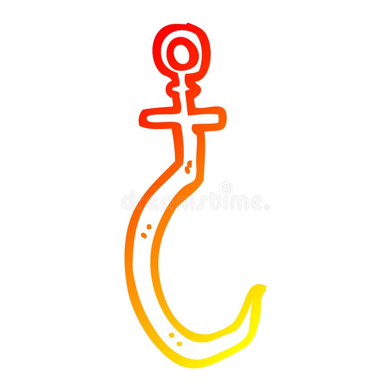 A Creative Warm Gradient Line Drawing Cartoon Fish Hook Stock Vector ...
