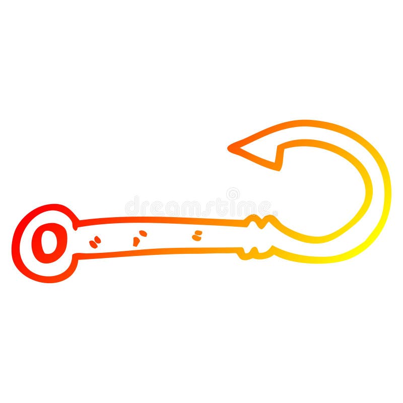 A Creative Warm Gradient Line Drawing Cartoon Fish Hook Stock Vector ...