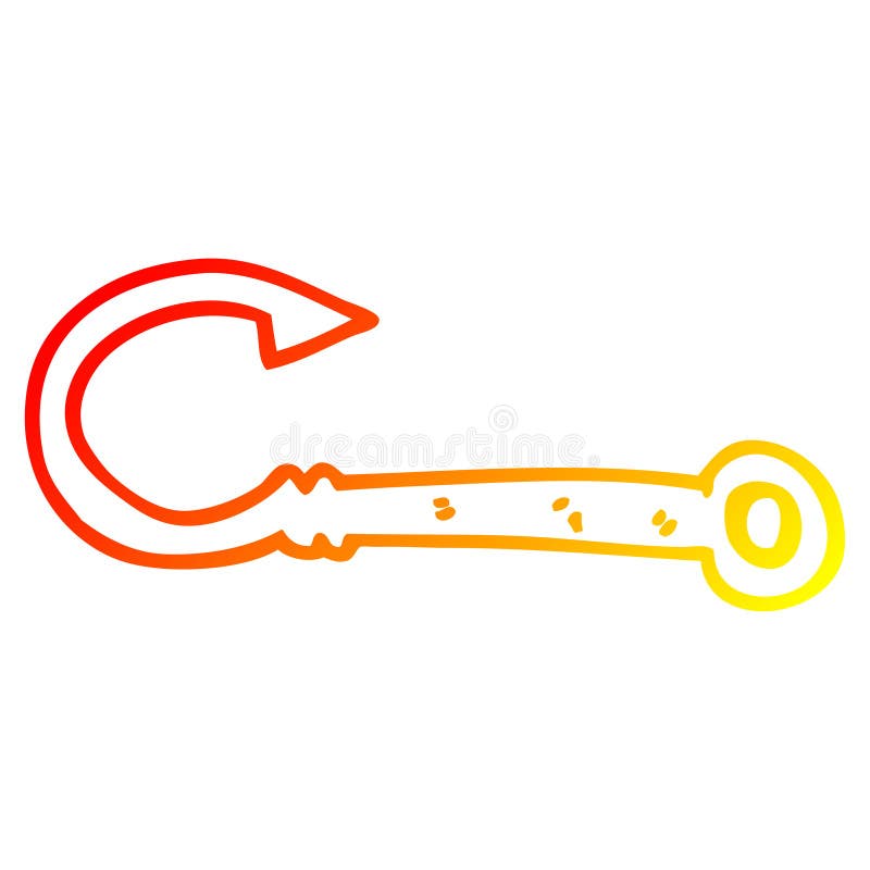 A Creative Warm Gradient Line Drawing Cartoon Fish Hook Stock Vector ...